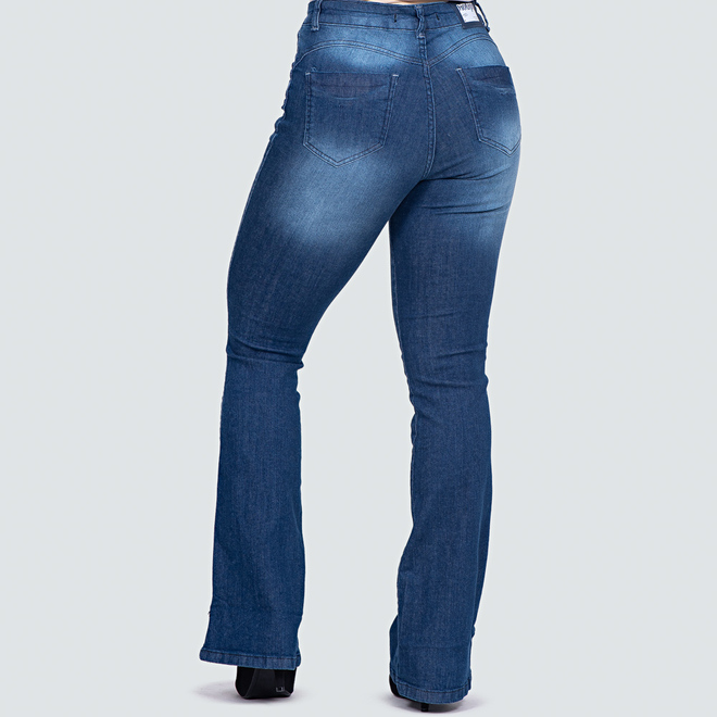 Calça Flare Jeans Feminina Com Rasgos 28744- - Calça Flare Jeans ...